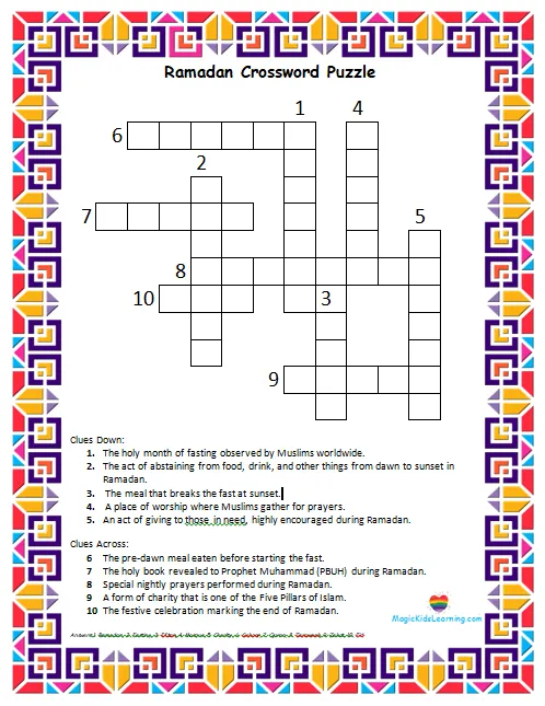 Ramadan Word Searches, Puzzles and Games - Magic Kids Learning