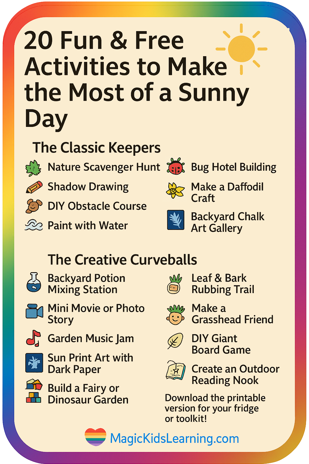 Sun Safety for Kids: 5 Easy Steps + Free Printable - Magic Kids Learning